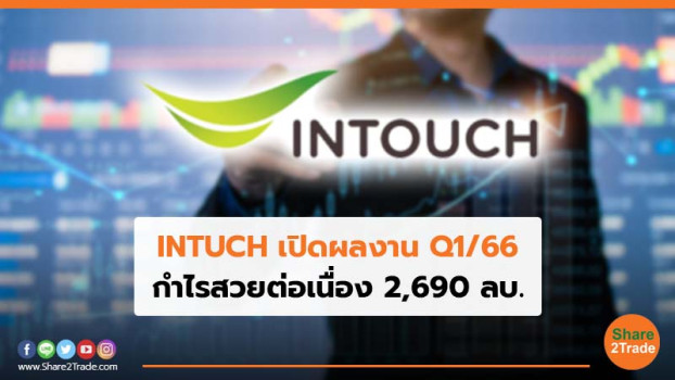 INTUCH เปิดผลงาน Q1/66 กำไรสวยต่อเนื่อง 2,690 ลบ. | Share2Trade